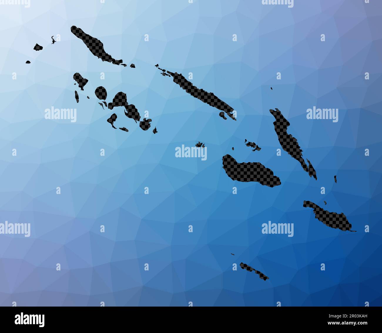 Solomon Islands geometric map. Stencil shape of Solomon Islands in low poly style. Elegant ...