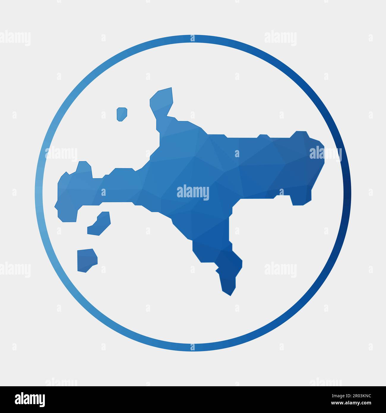 Ko Mak icon. Polygonal map of the island in gradient ring. Round low ...