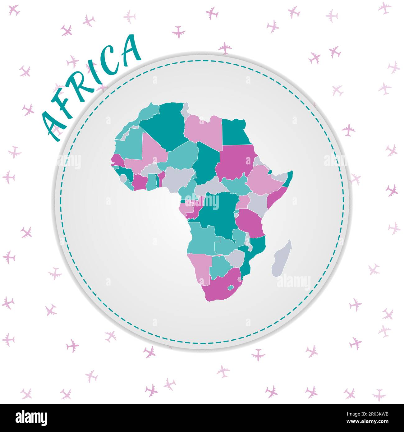 Africa map design. Map of the continent with regions in emerald ...
