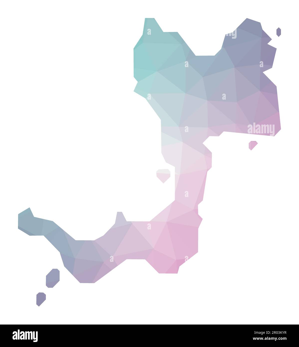 Polygonal map of Canouan. Geometric illustration of the island in ...