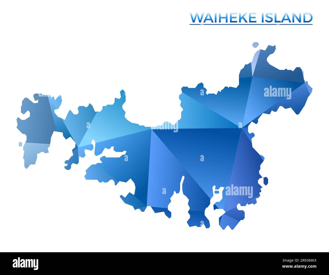 Vector polygonal Waiheke Island map. Vibrant geometric island in low ...