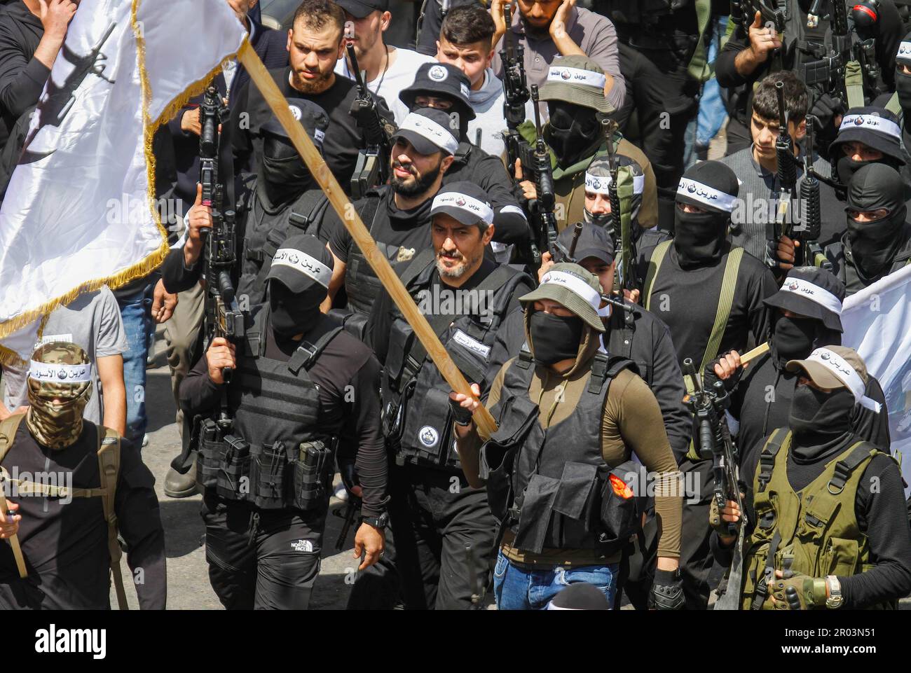 Nablus, Palestine. 06th May, 2023. Armed men of the Alain Al-Aswad ...