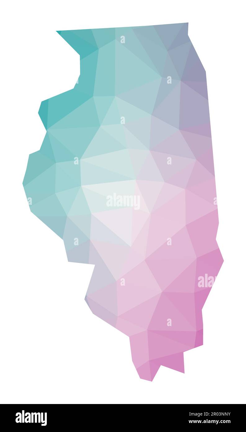 Polygonal map of Illinois. Geometric illustration of the US state in ...