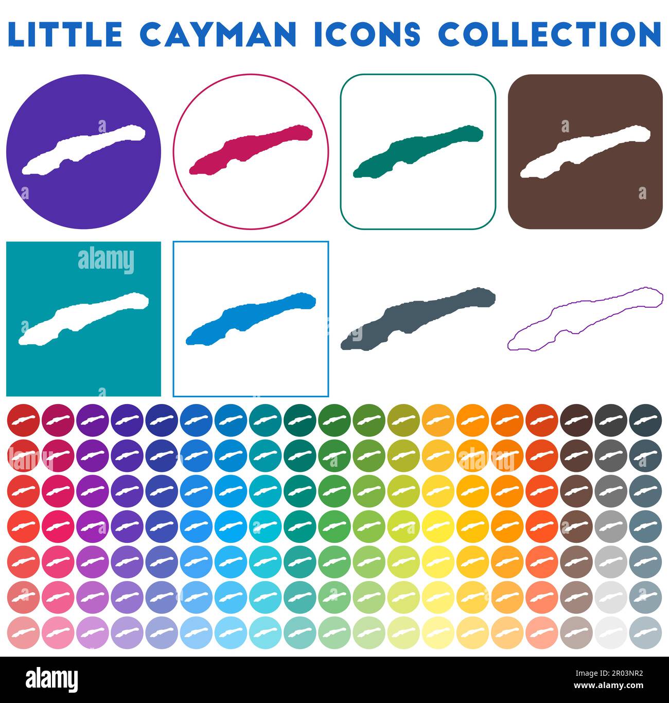 Little Cayman icons collection. Bright colorful trendy map icons ...