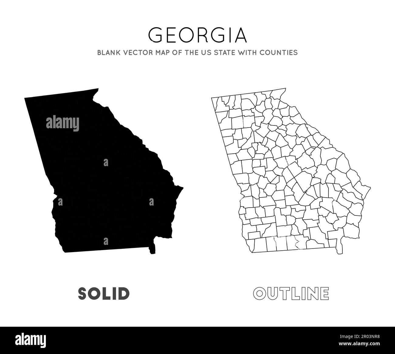 Georgia map. Blank vector map of the Us State with counties. Borders of ...