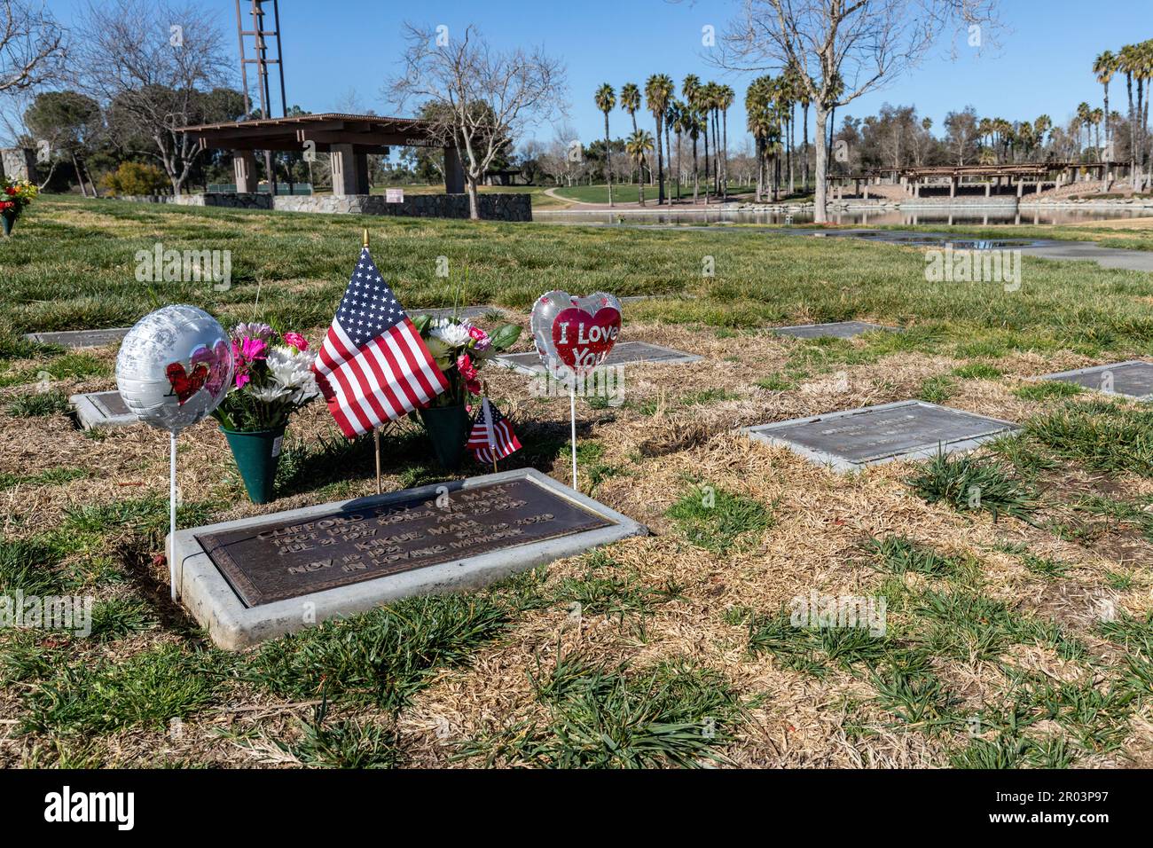 Riverside, CA USA - Feb 20, 2023: Veterans Memorail Cemetery Stock ...