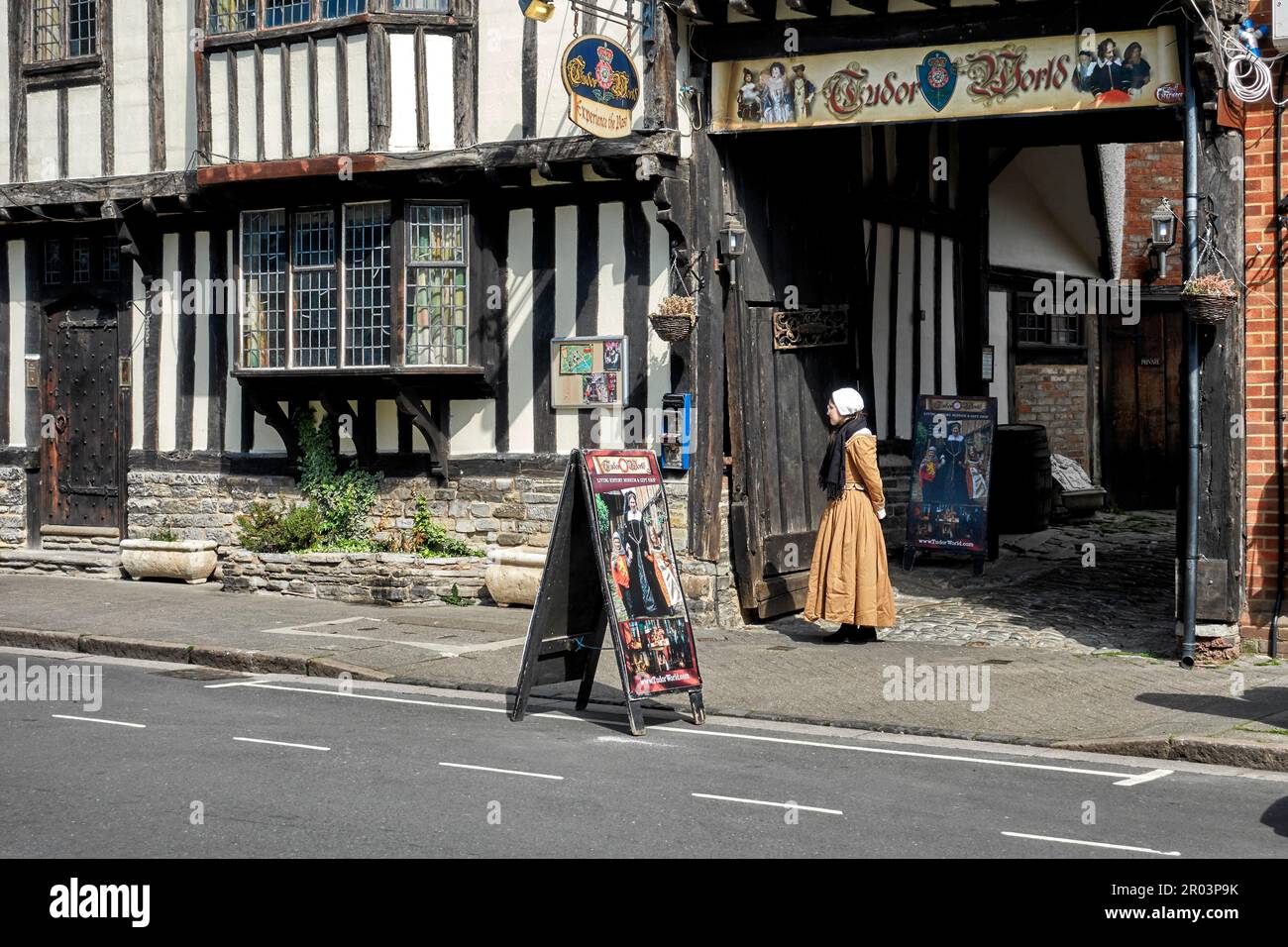 Tudor World museum with people wearing traditionally 16th century ...