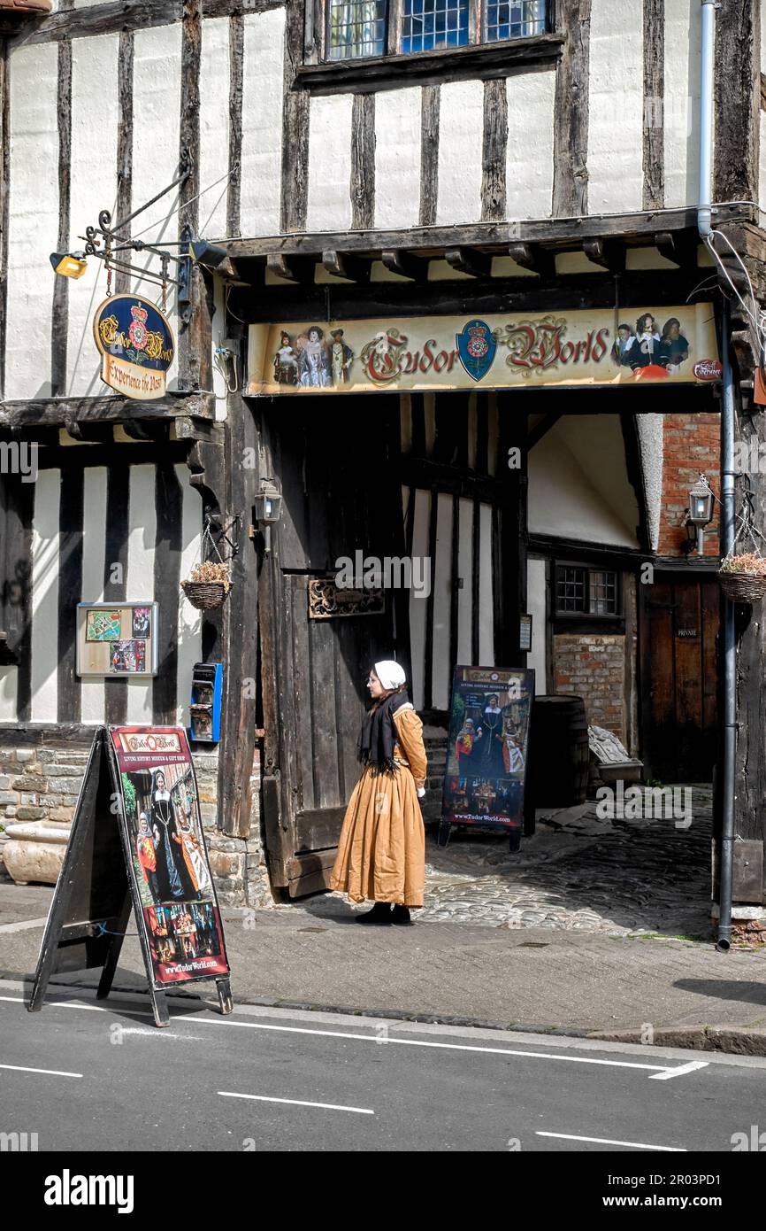 Tudor World museum with people wearing traditionally 16th century ...