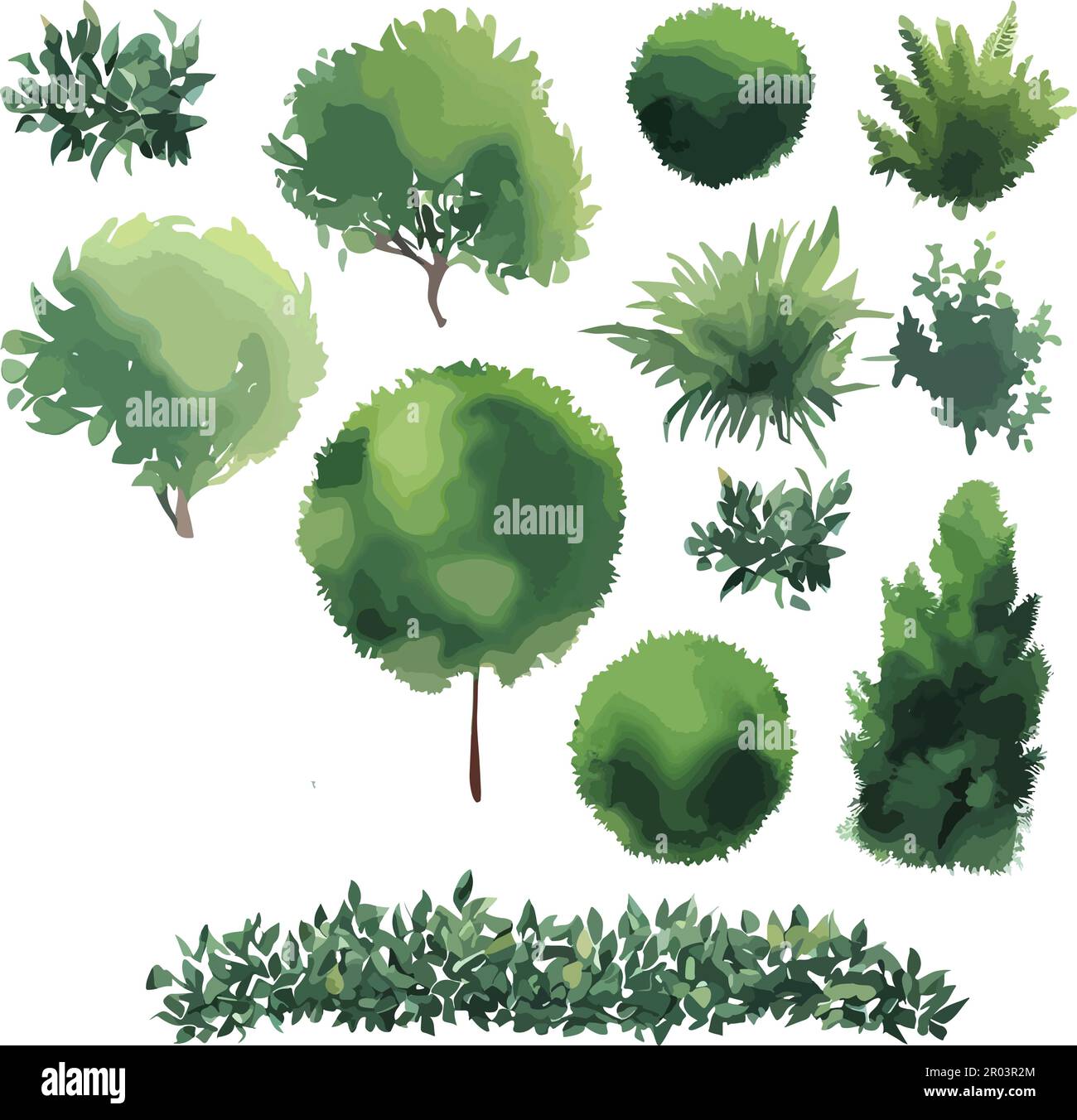 Pretty trees bushes shrubs top view vector Stock Vector Image & Art - Alamy