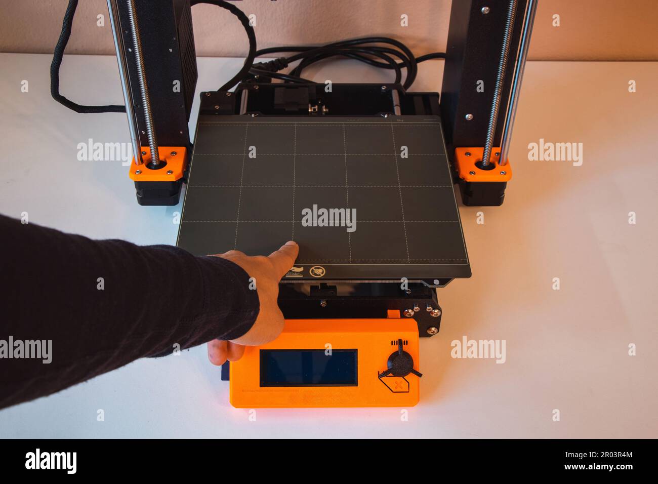 Technological hi-teg tool for making new things. A black and red 3D ...