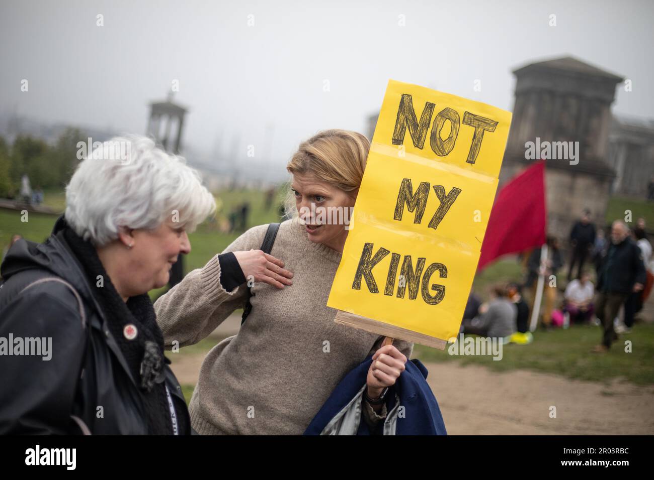 Edinburgh, Scotland, UK, 6th May 2023. Protestors against the British ...