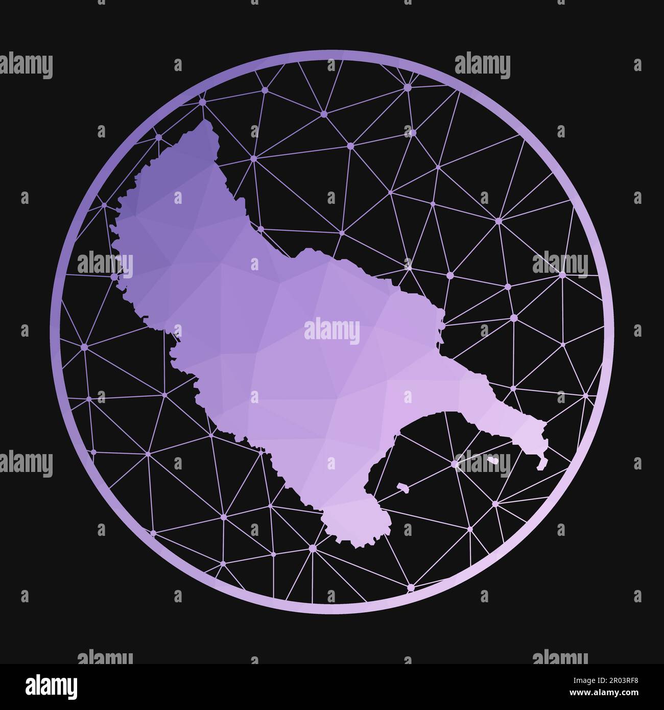 Zakynthos Island icon. Vector polygonal map. The island map with purple ...