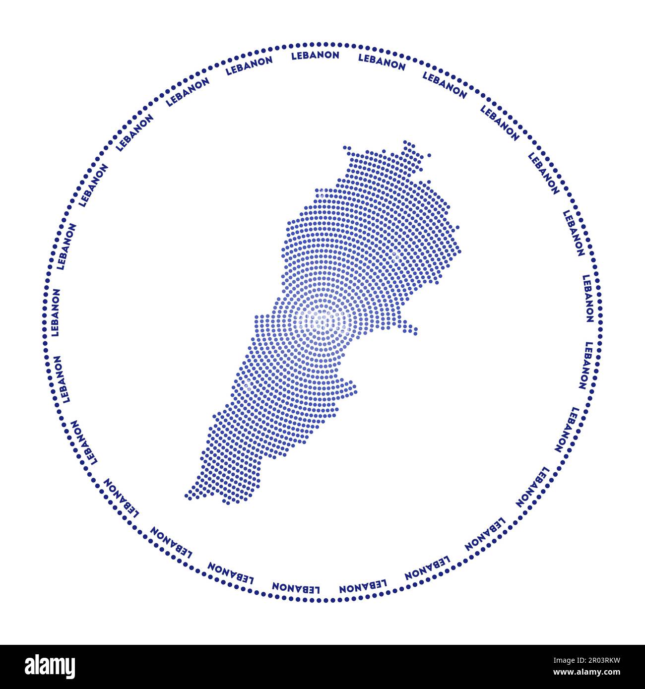 Lebanon round logo. Digital style shape of Lebanon in dotted circle ...