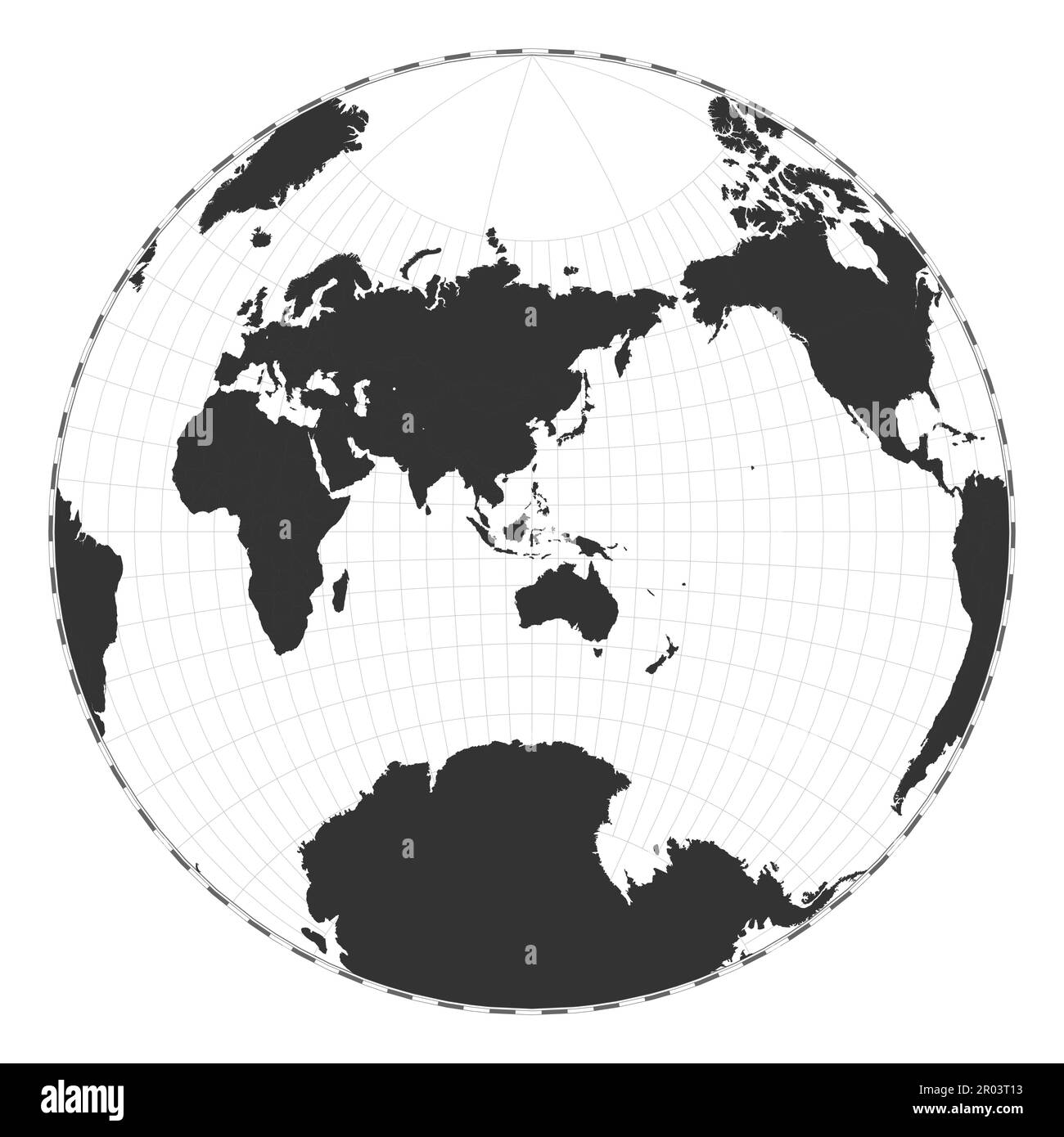 Vector world map. Van der Grinten II projection. Plain world ...