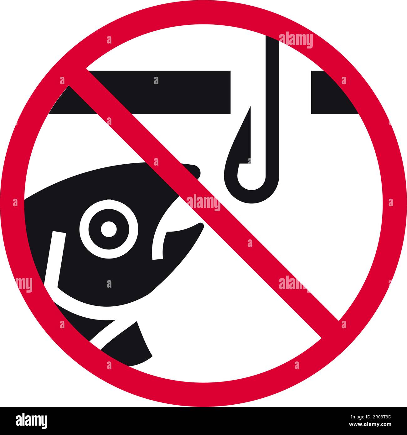 No fishing prohibited sign, forbidden modern round sticker, vector ...