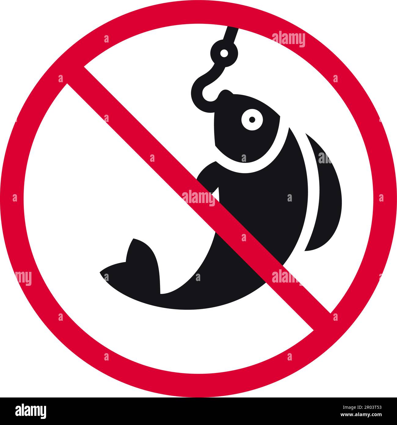 No fishing prohibited sign, forbidden modern round sticker, vector ...
