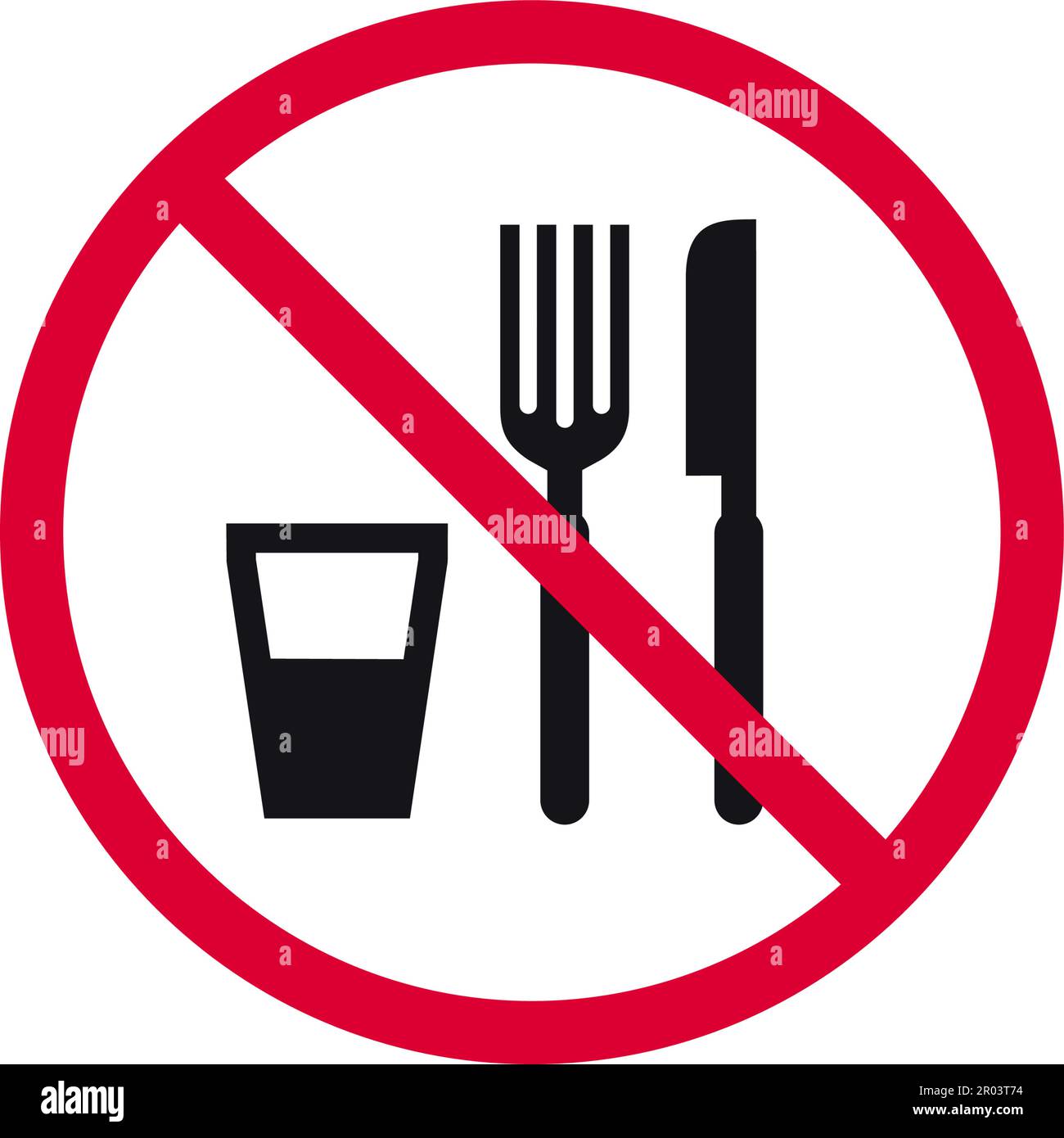 No food or drink prohibited sign, forbidden modern round sticker ...