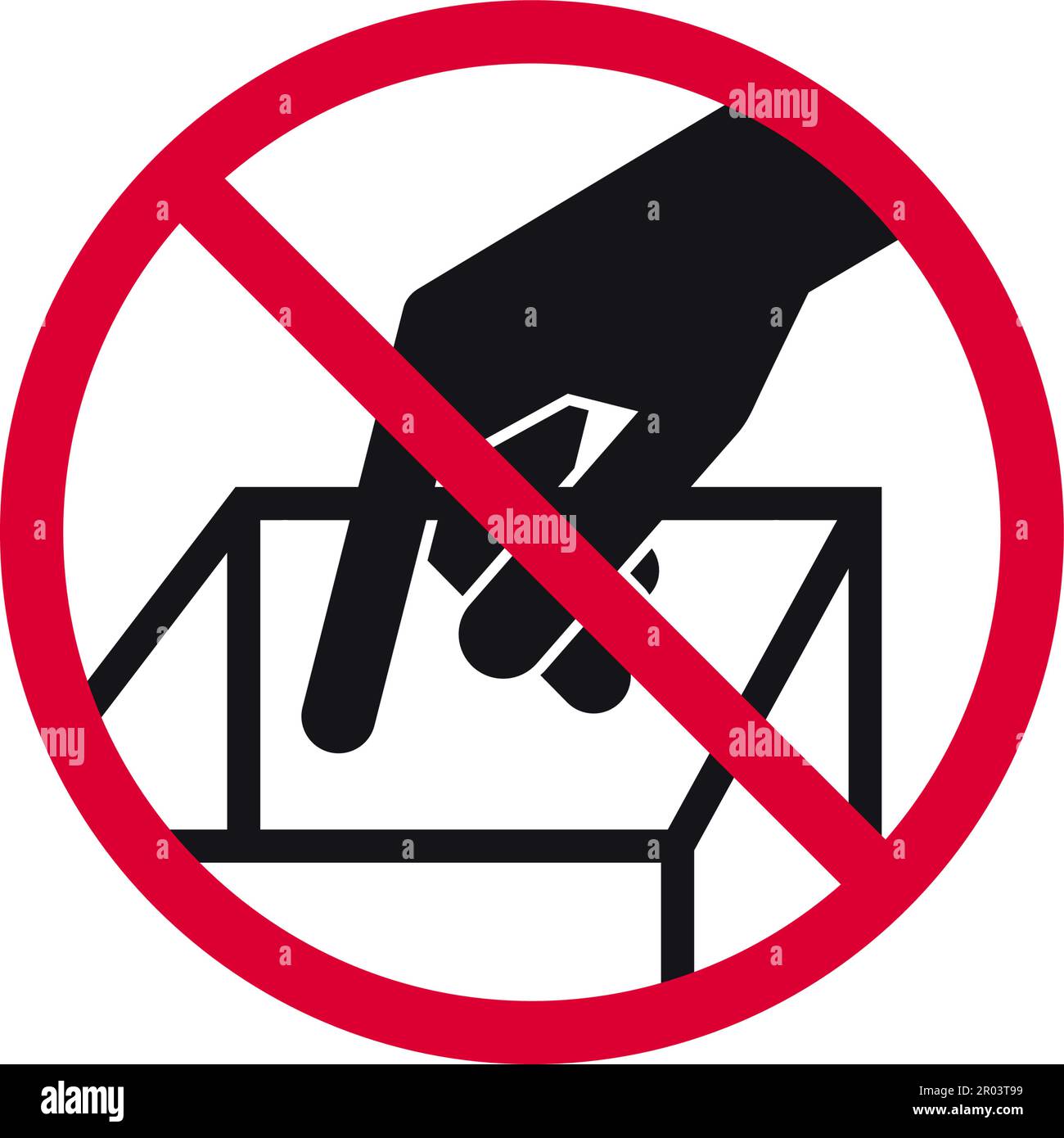 Do not reach in prohibited sign, forbidden modern round sticker, vector ...