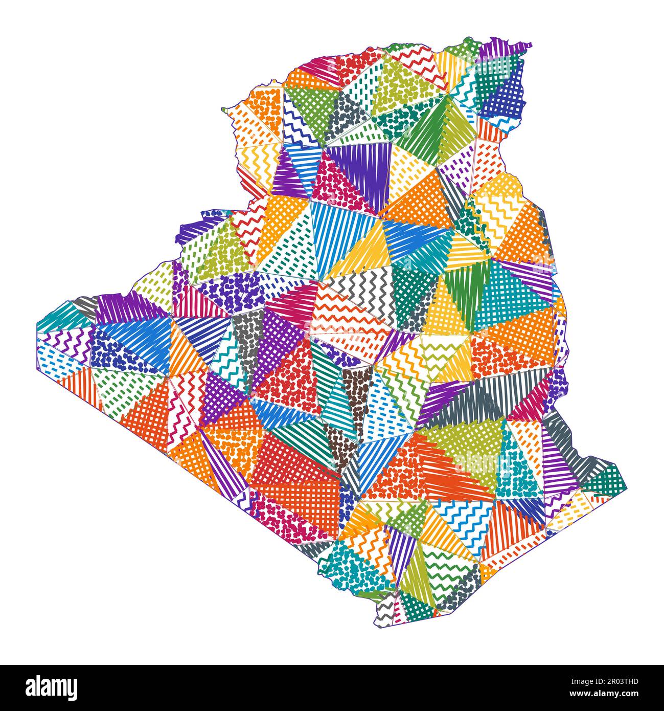 Kid style map of Algeria. Hand drawn polygons in the shape of Algeria ...