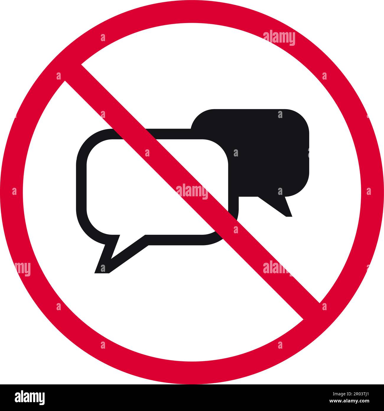 No chat prohibited sign, no speaking forbidden modern round sticker ...