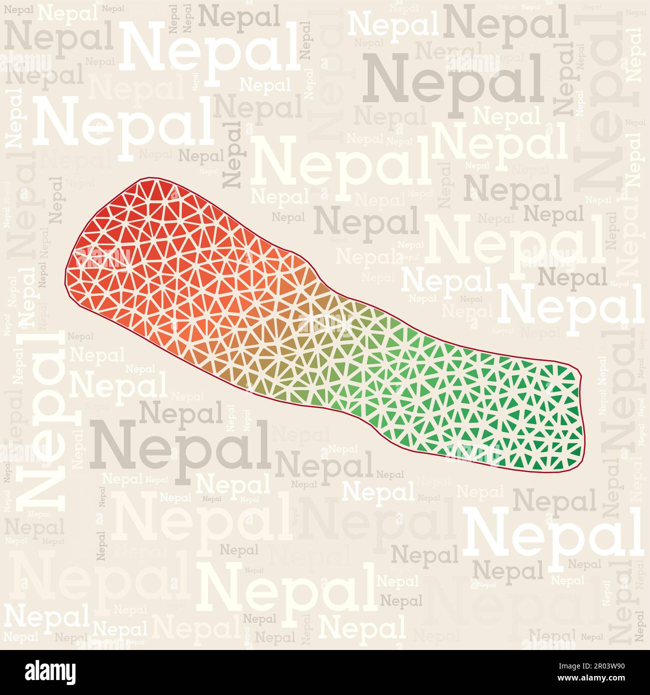 Nepal map design. Country names in different languages and map shape ...