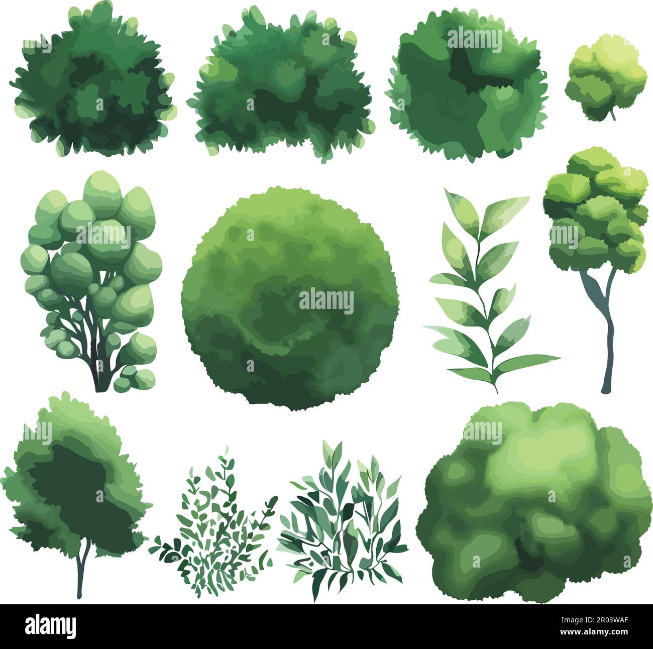 Great trees bushes shrubs top view vector Stock Vector Image & Art - Alamy