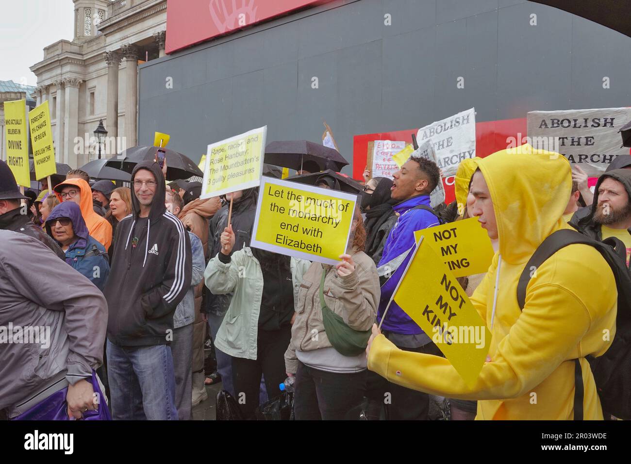 Westminster, London, UK. 6th May, 2023. Anti-Royalty protestors make ...