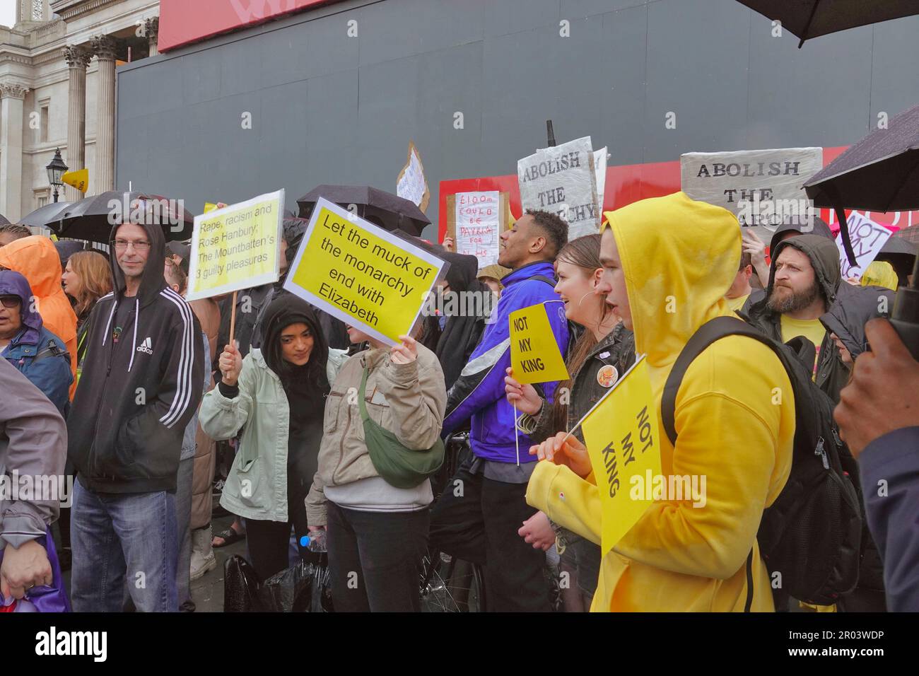 Westminster, London, UK. 6th May, 2023. Anti-Royalty protestors make ...