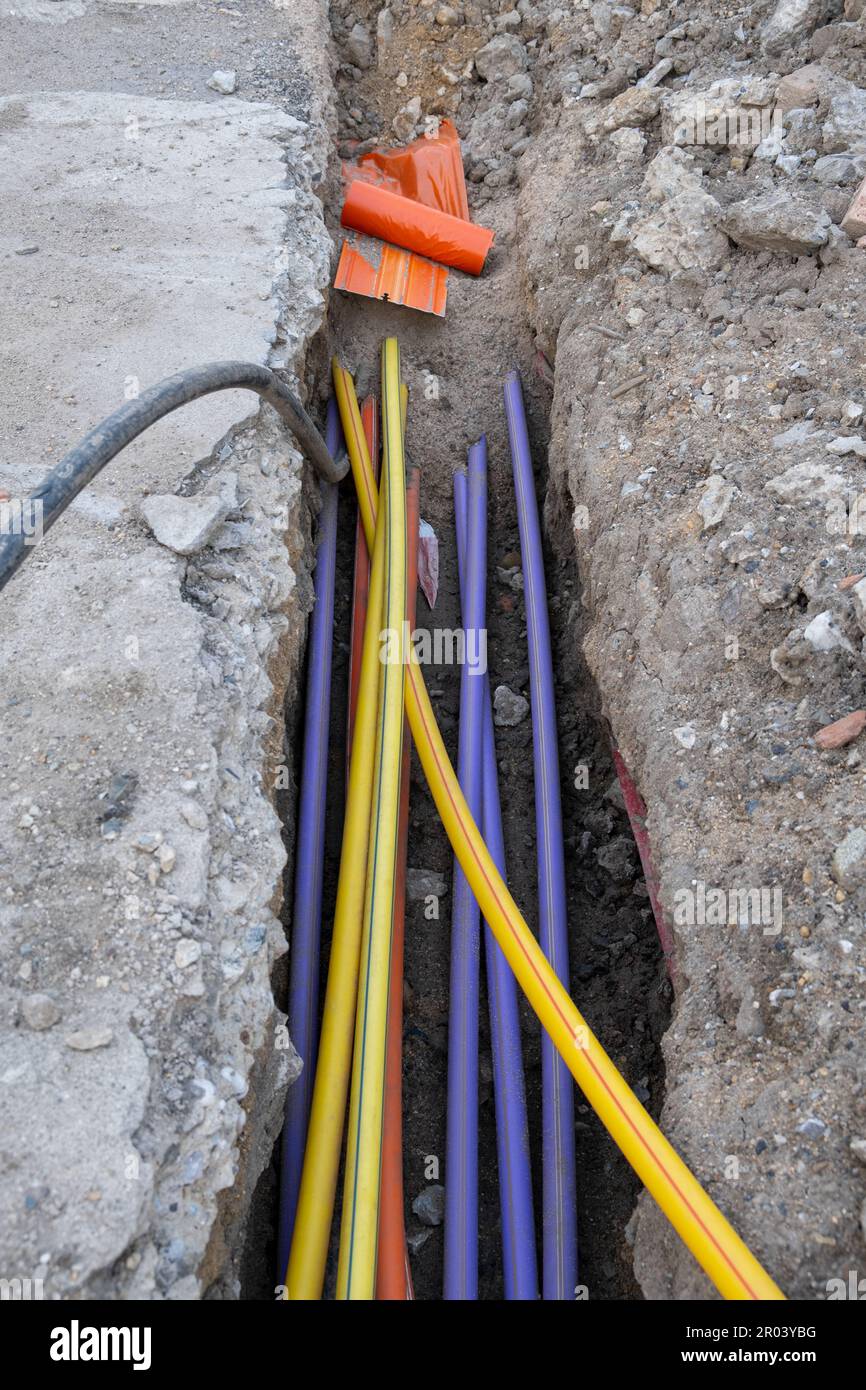 A lot of communication Cables protected in various color tubes ...