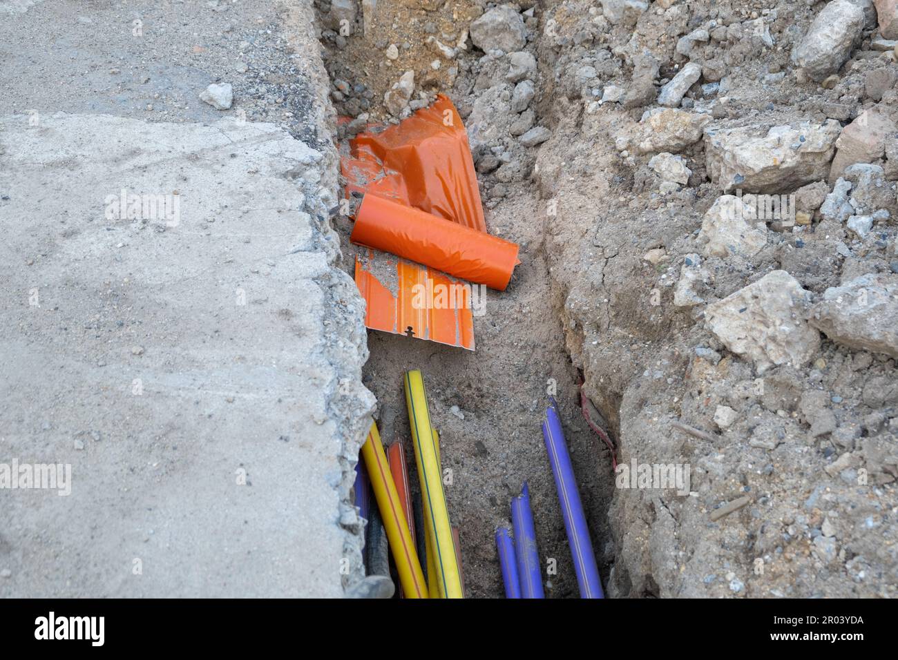 A lot of communication Cables protected in various color tubes ...