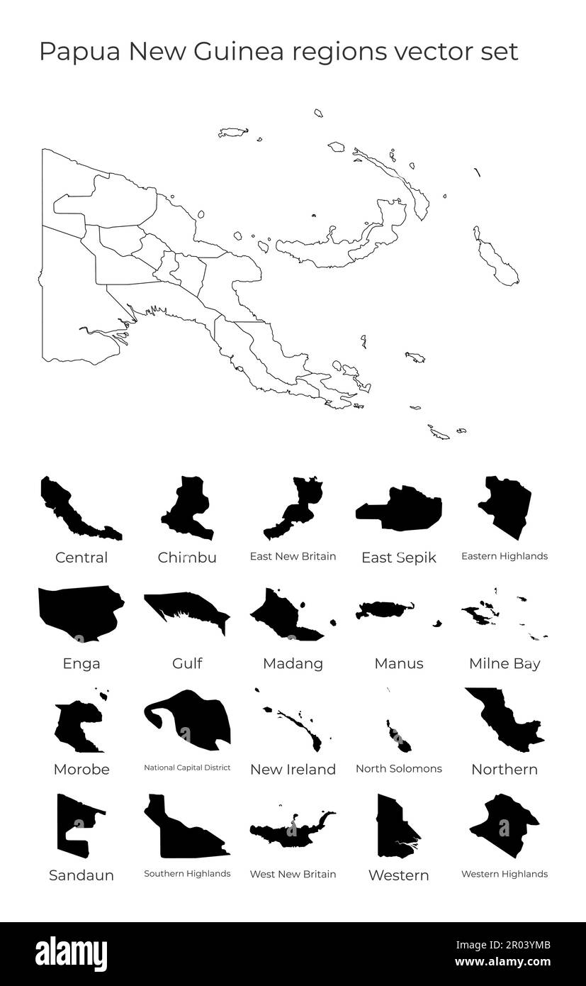 Papua New Guinea map with shapes of regions. Blank vector map of the ...