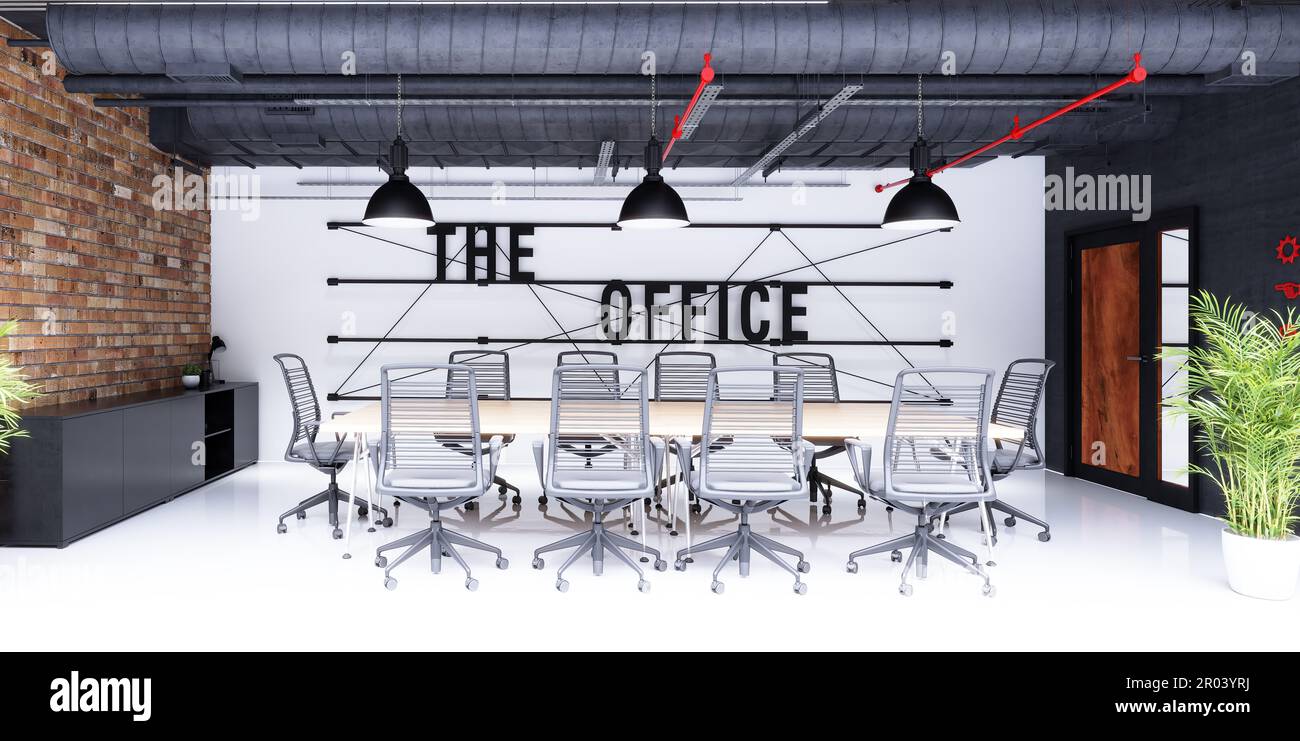 3D illustration of a corporate office. Render concept design Stock ...