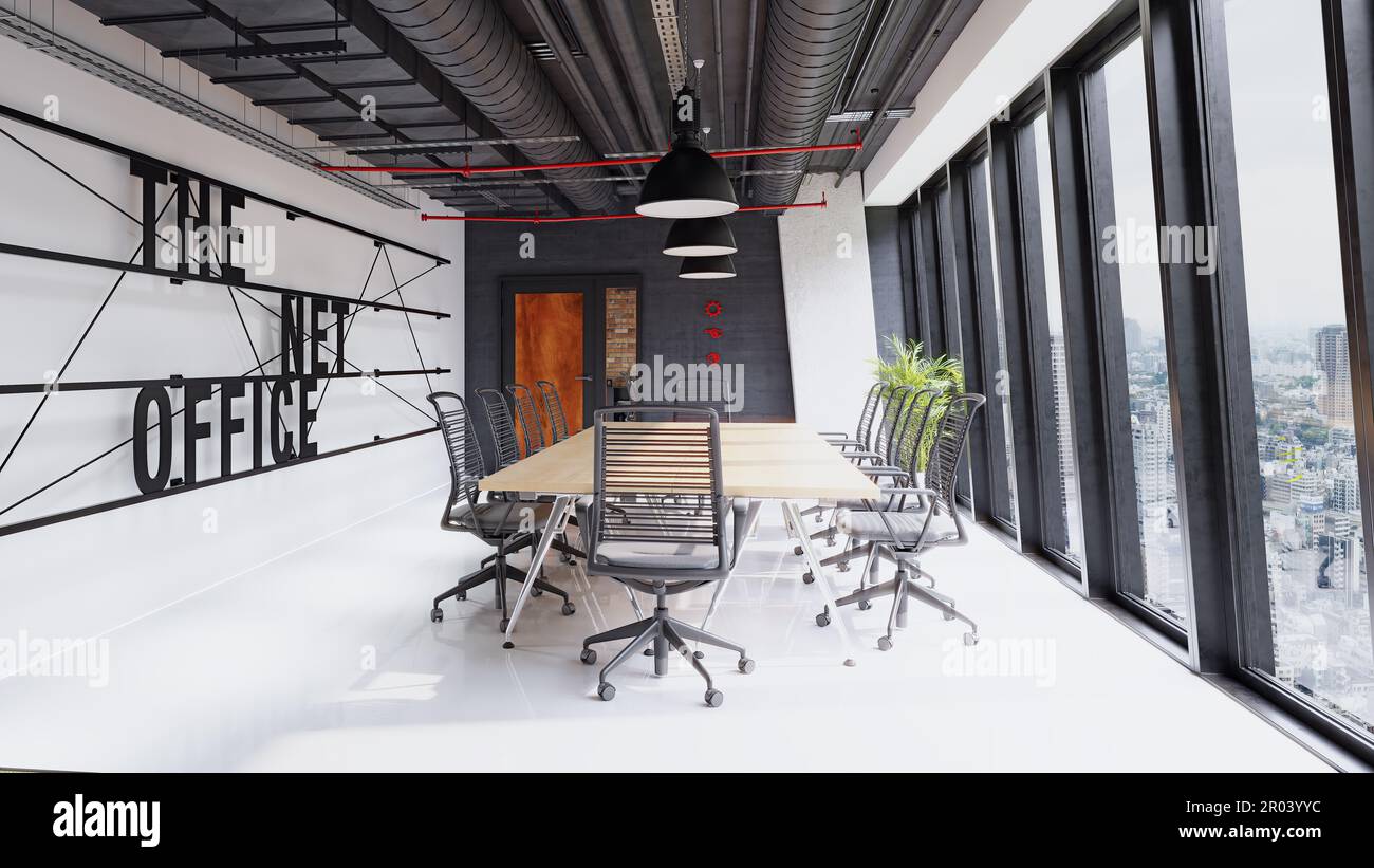 3D illustration of a corporate office. Render concept design Stock ...