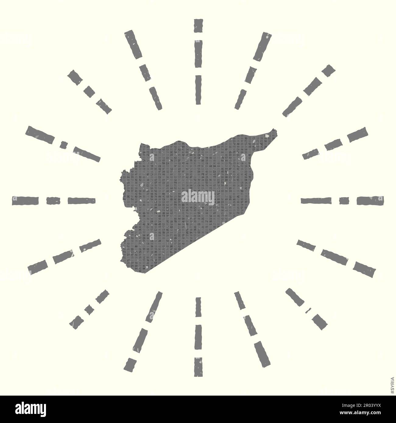Syria Logo. Grunge sunburst poster with map of the country. Shape of ...