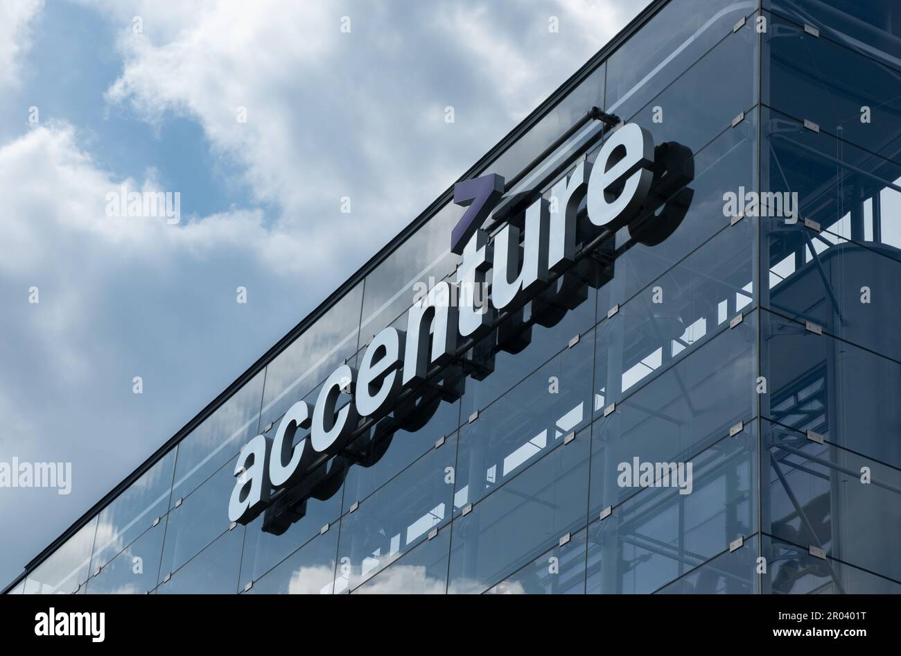 Prague,CZ -27 April 2023: The Accenture sign Logo on Czech Republic ...