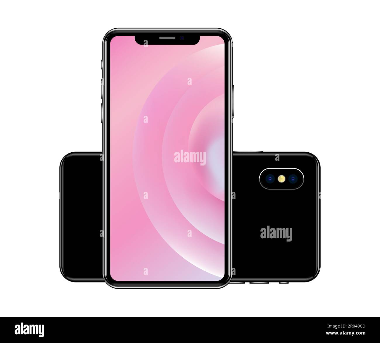 Smartphone with pink wallpaper. Smartphone, mobile phone isolated ...