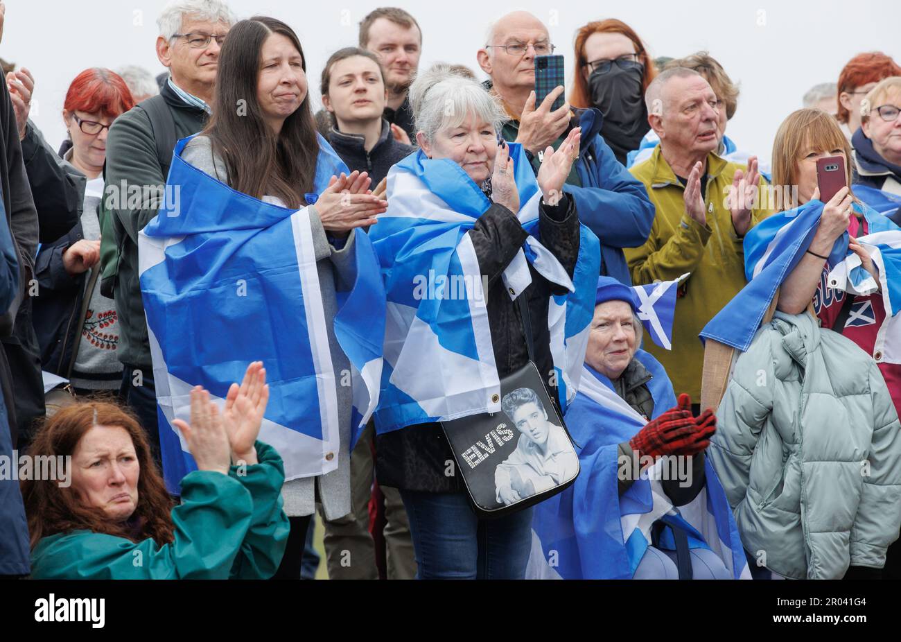 People take part in an anti-monarchy rally on Calton Hill, Edinburgh ...