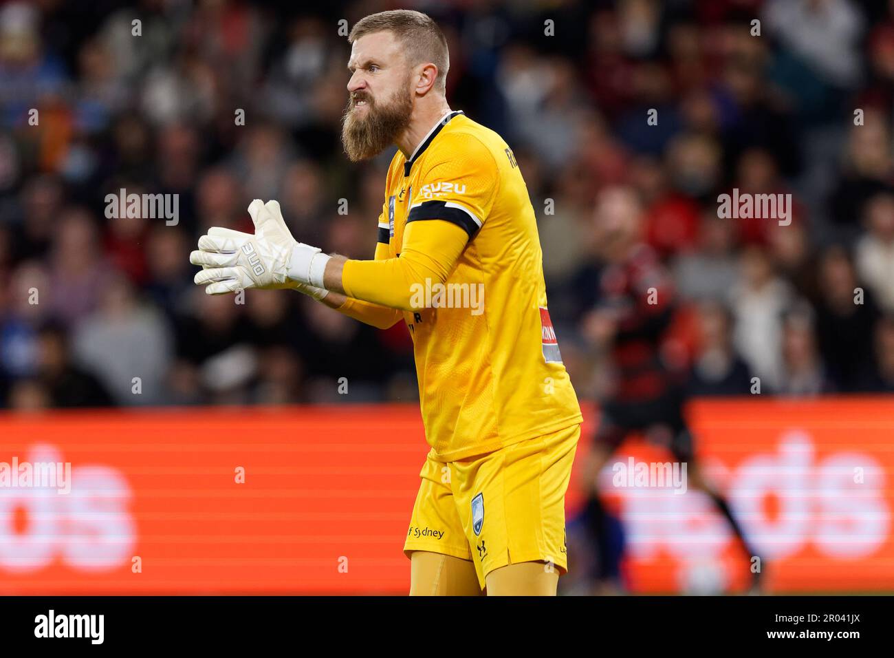 Sydney, Australia. 06th May, 2023. Andrew Redmayne of Sydney FC reacts ...