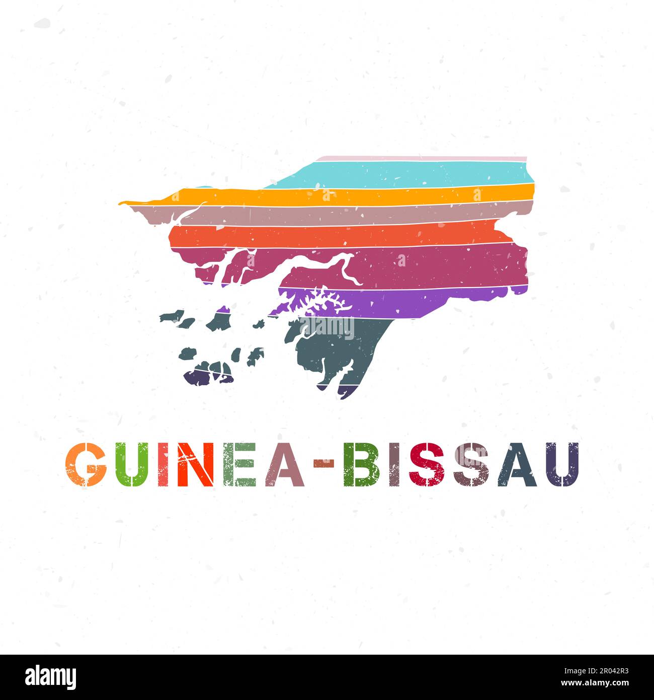 Guinea-Bissau map design. Shape of the country with beautiful geometric waves and grunge texture ...