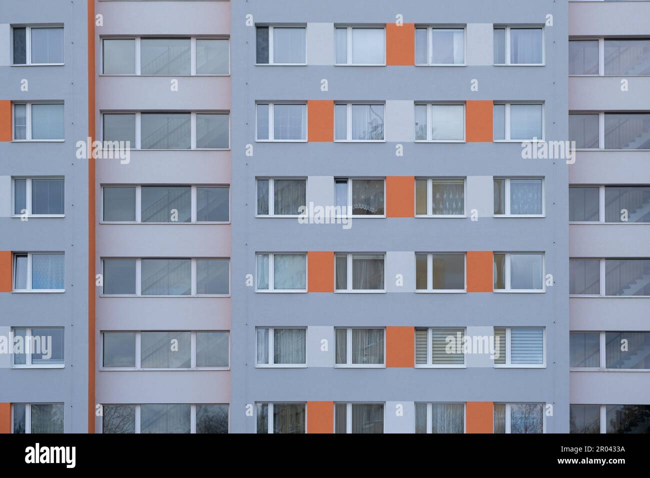 Typical Modern panel apartment building with plastic windows and thermo ...
