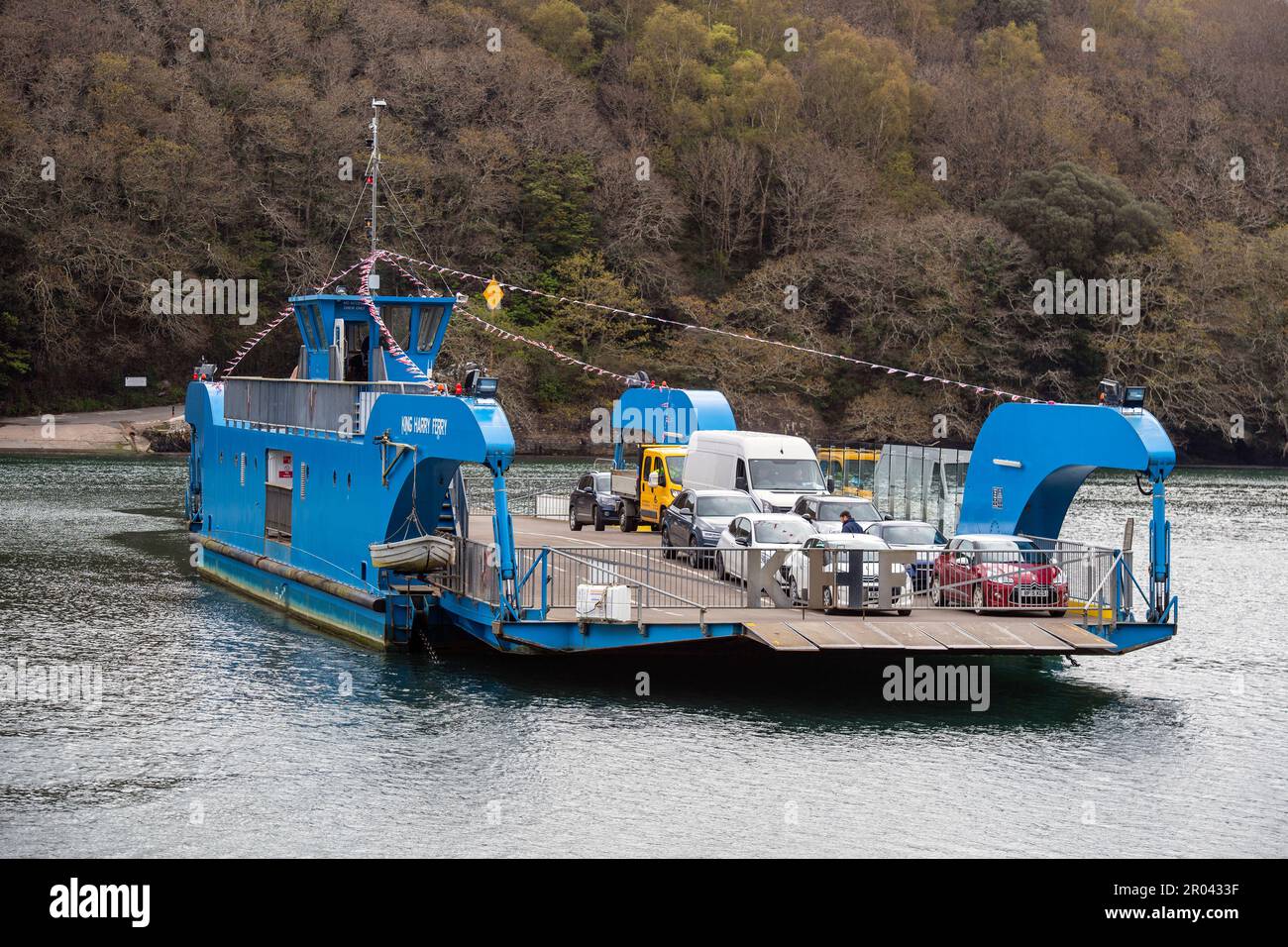 View of the King Harry Ferry crossing the River Fal in Cornwall ...