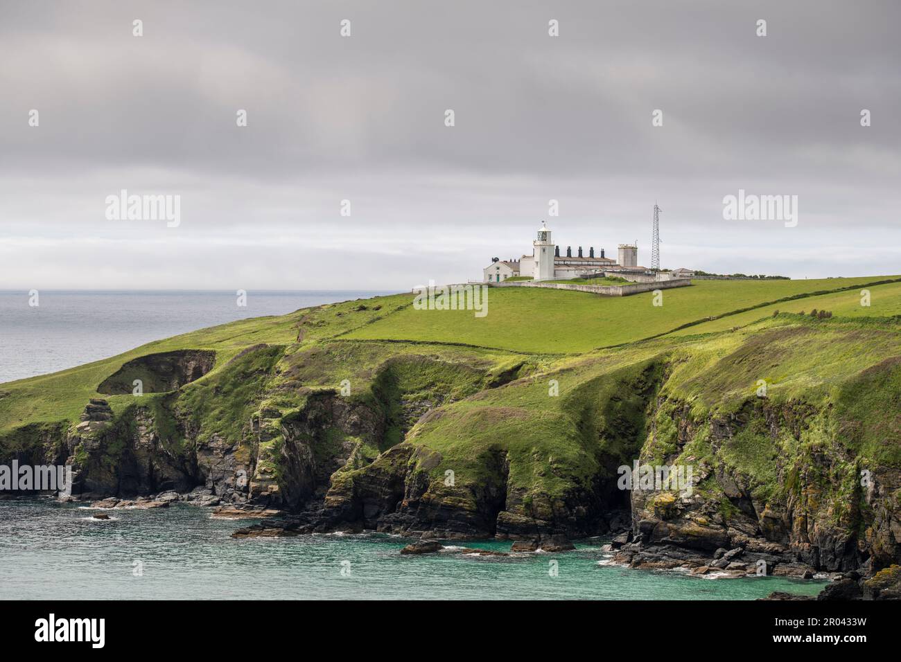 View from the South West Coast Path of the Lizard Lighthouse in Cornwall, England, UK Stock ...