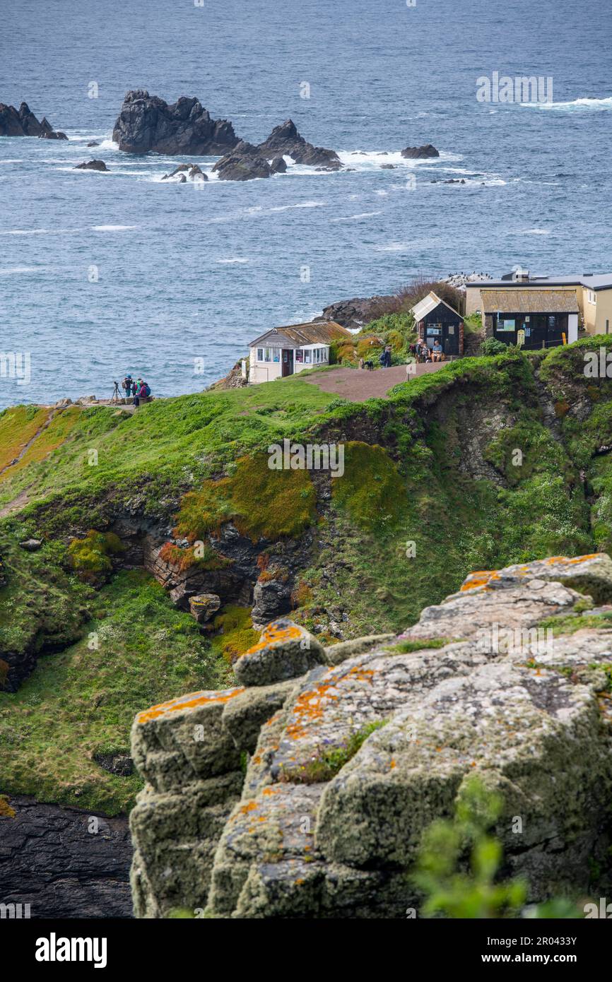 View from the South West Coast Path of Lizard Point in Cornwall, the ...