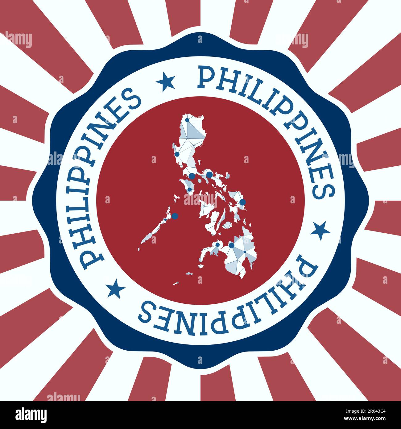 Philippines Badge. Round logo of country with triangular mesh map and ...