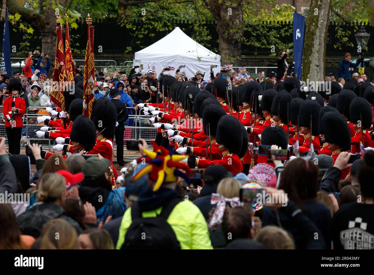 Military procession makes its way down the Mall following King Charles ...