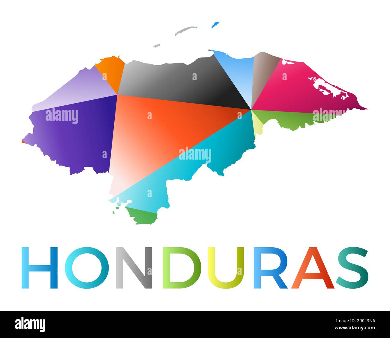 Bright colored Honduras shape. Multicolor geometric style country logo ...