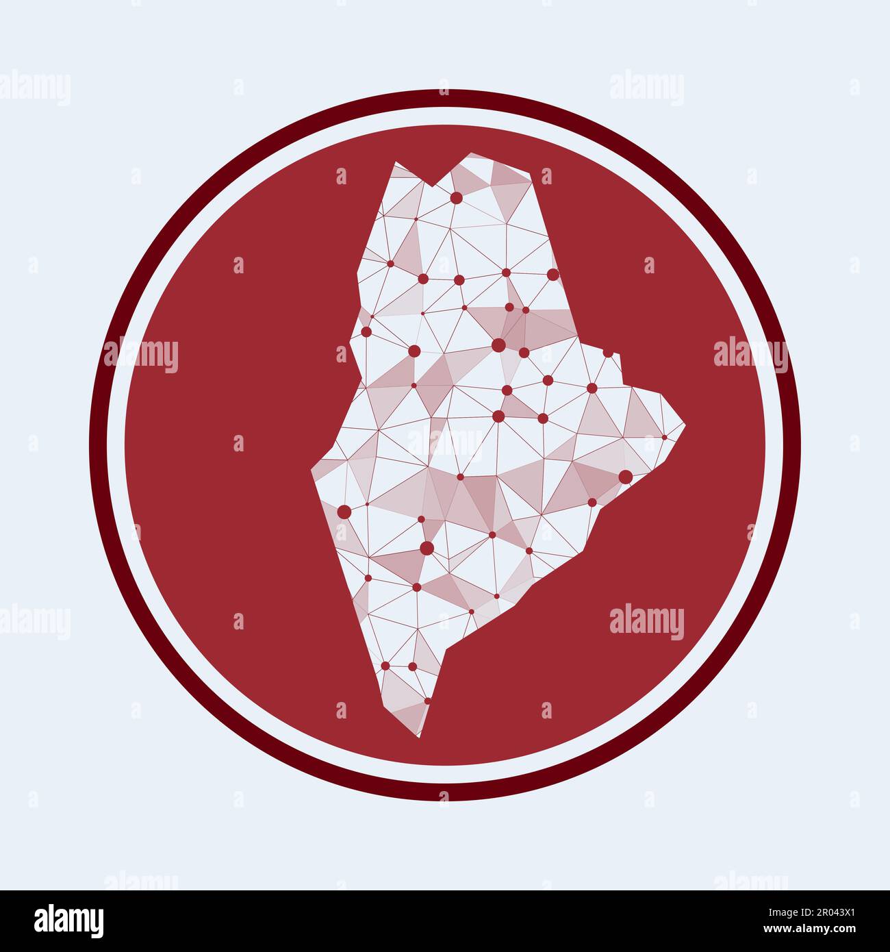 Maine icon. Trendy tech logo of the US state. Geometric mesh round ...