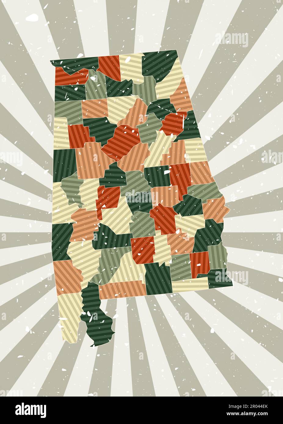 Alabama vintage map. Grunge poster with map of the US state in retro ...