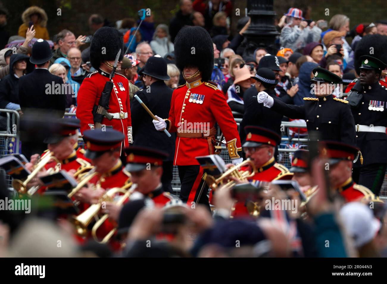 Military procession makes its way down the Mall following King Charles ...