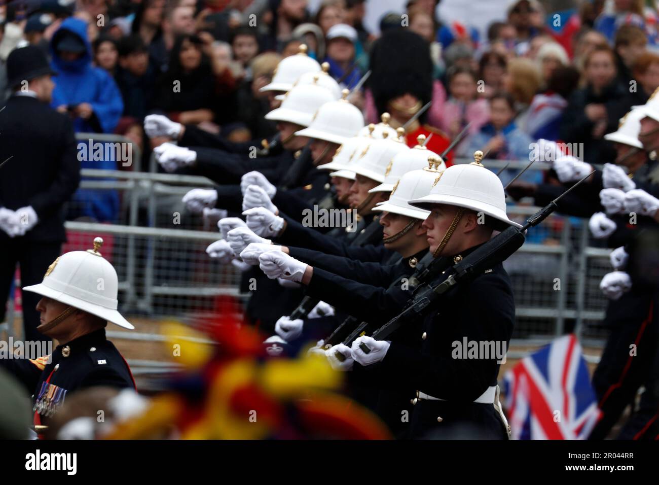 Military procession makes its way down the Mall following King Charles ...